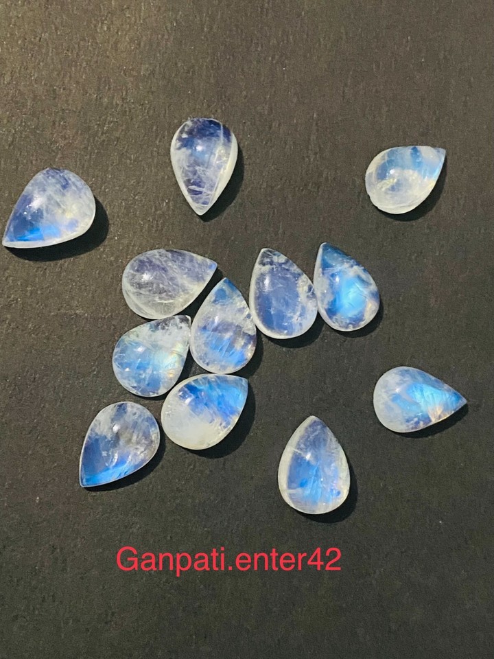 NATURAL RAINBOW MOONSTONE PEAR CABOCHONS 14x10 MM 4 PCS LOT LOOSE ...