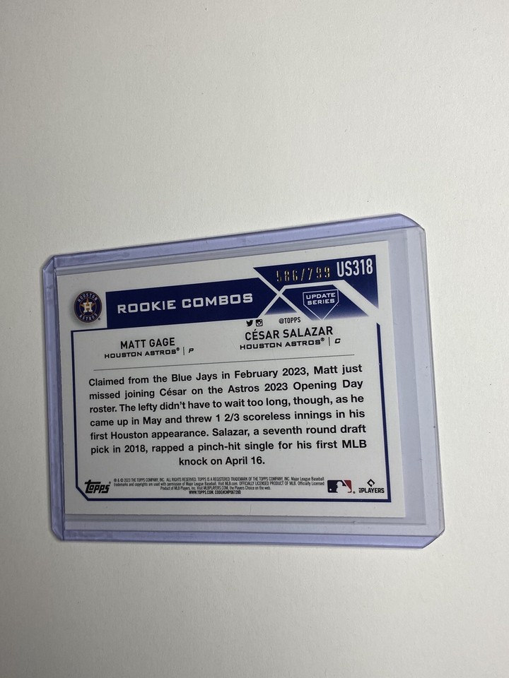 Matt Gage/Cesar Salazar 2023 Topps Update Rookie Combos #US318 Purple ...