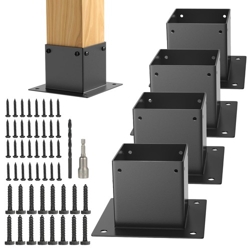 4Pcs 4x4 Post Base Kit Stainless Steel Porch Deck Anchor - Fence/Gate ...
