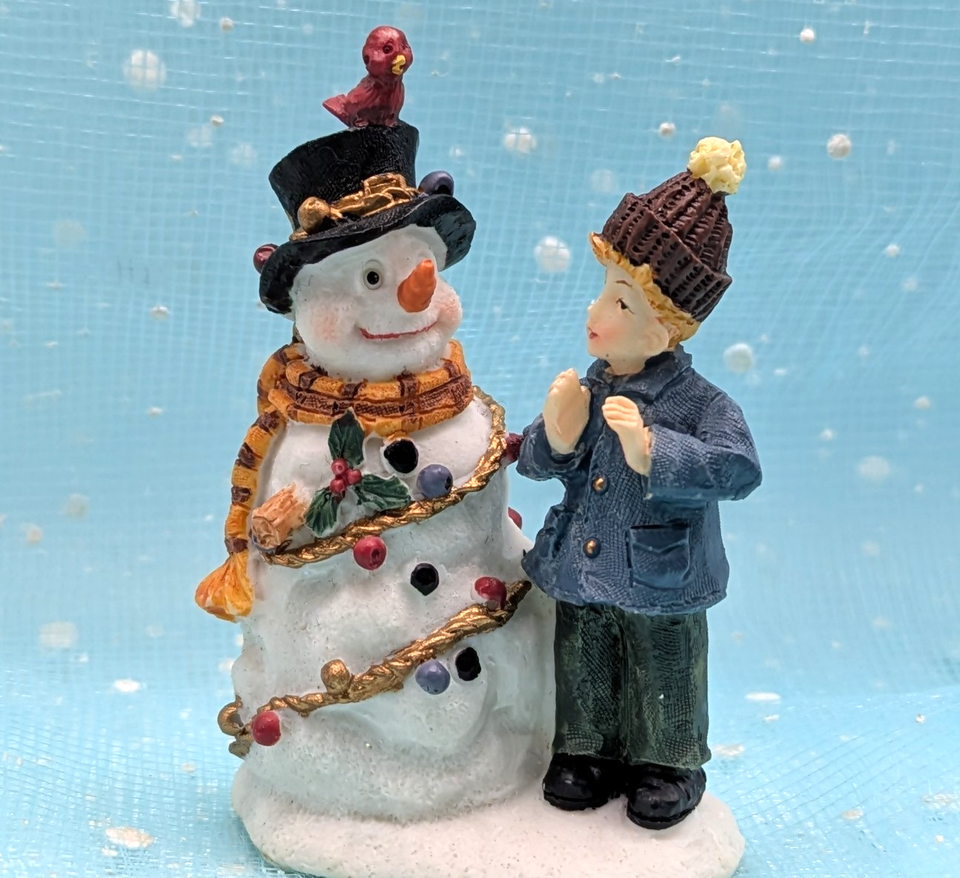 Boy Snowman Deer Bird animal friends Christmas Village Figurines LOOSE ...