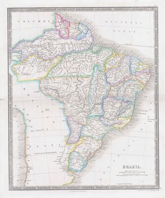 1850 BRAZIL World Original Antique Map by Henry Teesdale (TNGA-40 ...