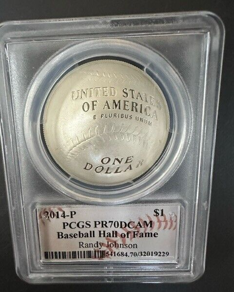 2014-P PCGS PR70DCAM Randy Johnson signed Baseball Hall of Fame Silver ...