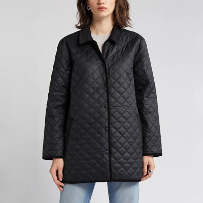 EILEEN FISHER Eggshell Recycled Nylon Quilted Jacket Black Size Petite ...