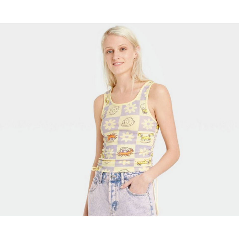 Nickelodeon Rugrats Yellow Cinched Tie Side Graphic Tank Top Size Large ...