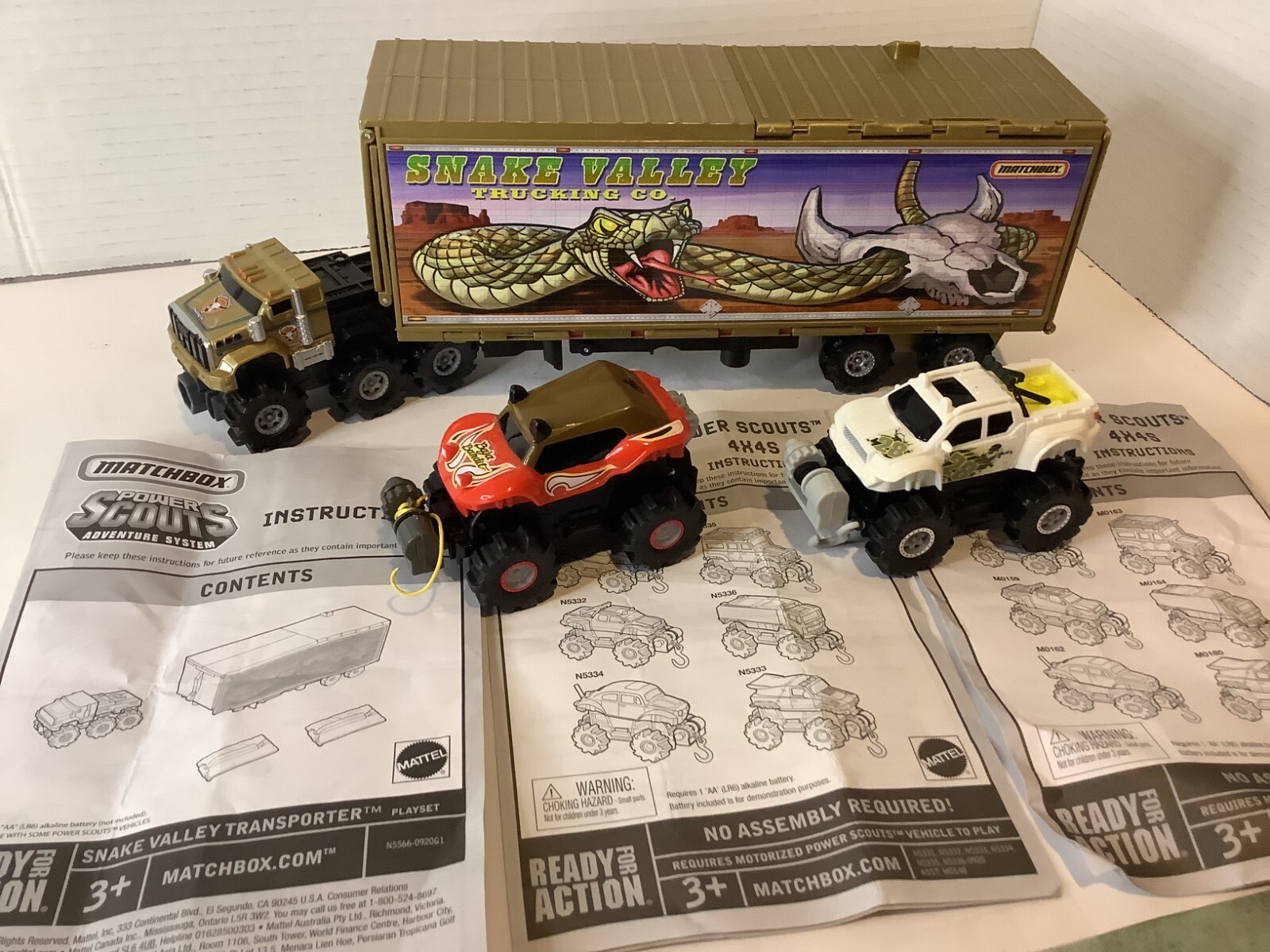 Matchbox SNAKE VALLEY TRANSPORTER + 2 POWER SCOUTS Motorized Vehicle ...