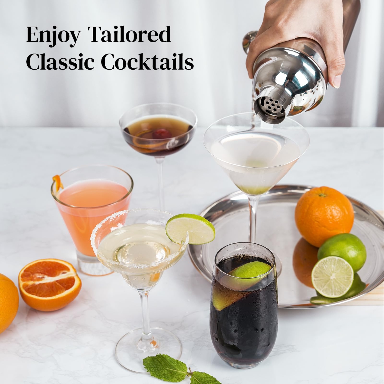Bartender Kit With Bamboo Stand 15piece Cocktail Shaker Set For ...