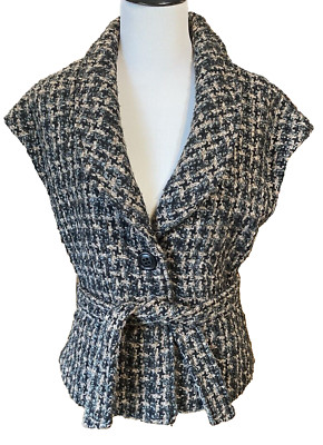 Millard Fillmore Chunky Tweed Cropped Sleeveless Jacket Womens Med Wool ...