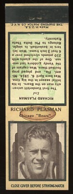 1937 Diamond Matchbook Match Football Richard Plasman - Tan | eBay
