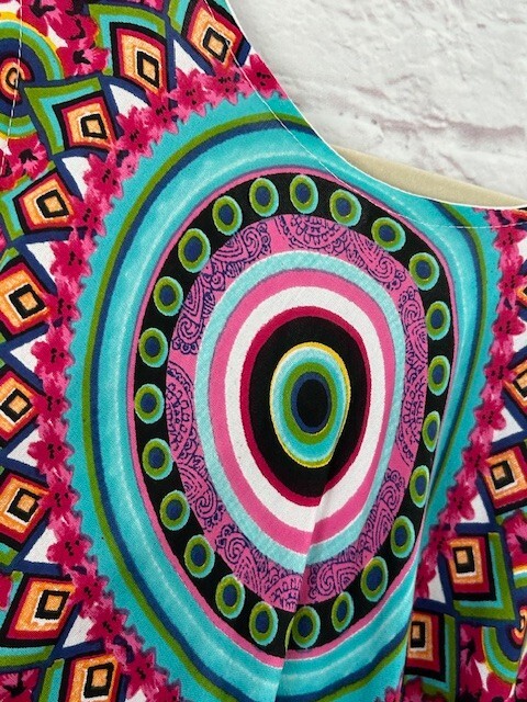 XL/1X/2X New White Pink Blue Starburst Print Dress Beach Cover Rayon ...