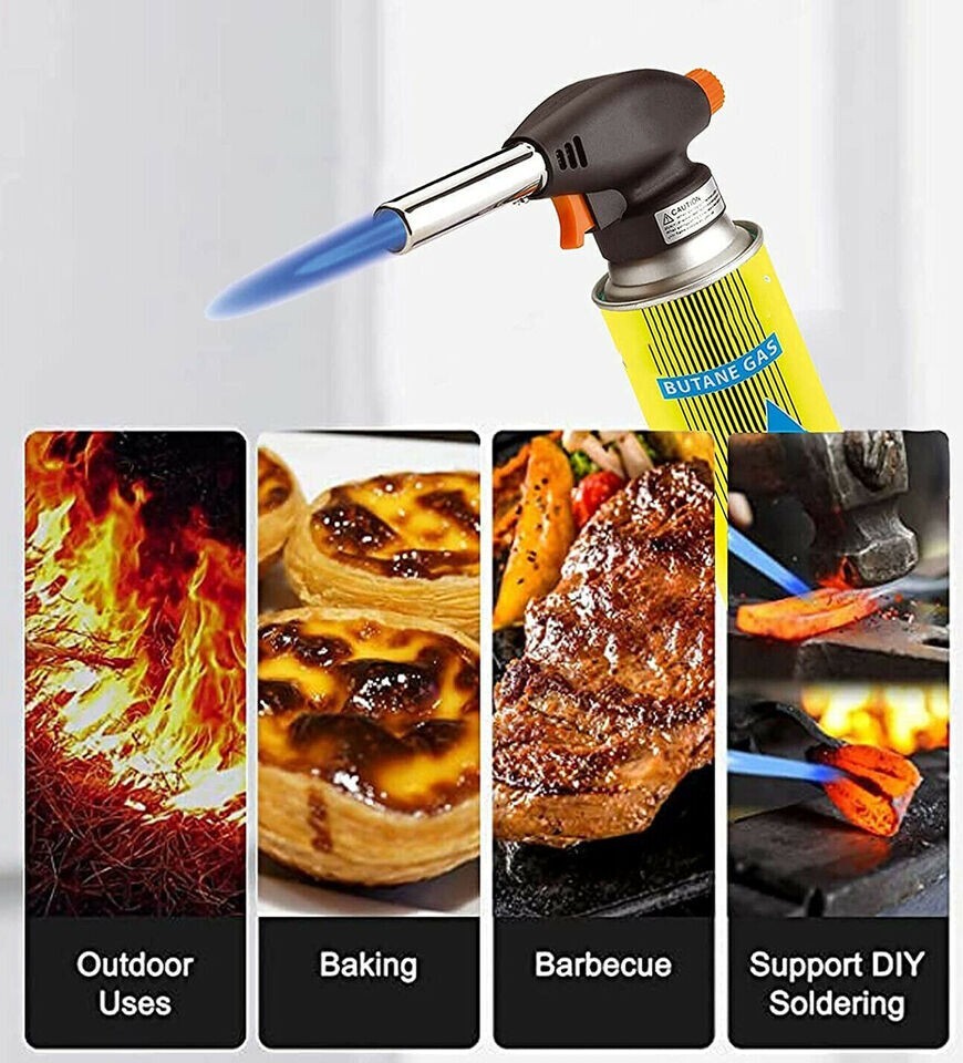 Butane Gas Blow Torch Burner Welding Auto Ignition Soldering BBQ Flame ...
