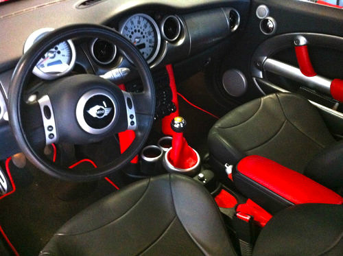 2002-2006 Mini Cooper R50 R53 Door panel RED Carbon Fiber (2) arm pull ...
