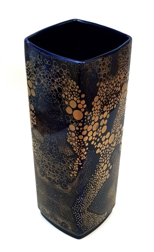 Guido Riffarth Keramik Vase Design Echt Kobalt & Gold, abstrakt ...