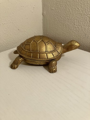 RARE Pottery Barn Metal Brass Tone Sea Turtle Jewelry Catchall Box-*MNR ...