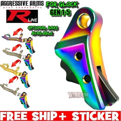 AGGRESSIVE ARMS STAINLESS STEEL RAINBOW TRIGGER GLOCK 17 19 23 43x GEN ...