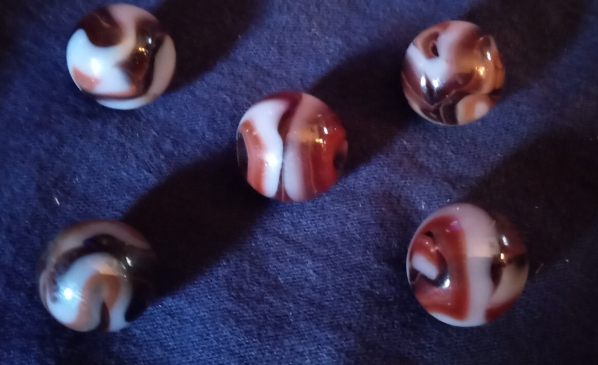 Vintage Mint Marbles Marble King Red Oxblood Rainbow Ribbon And Patch ...