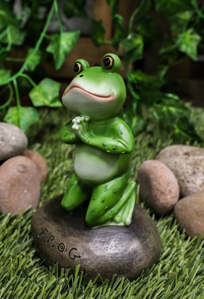 Inspirational Cute Praying Frog On Rock Statue By DWK | Novelty ...