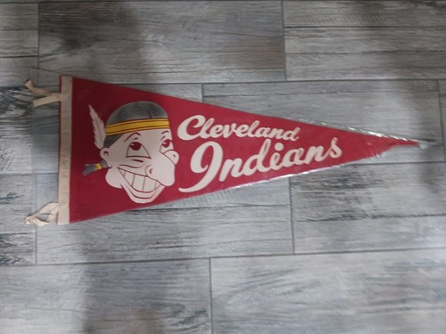 VINTAGE RARE 1940'S CLEVELAND INDIANS CHIEF WAHOO 12X30 PENNANT WITH ...