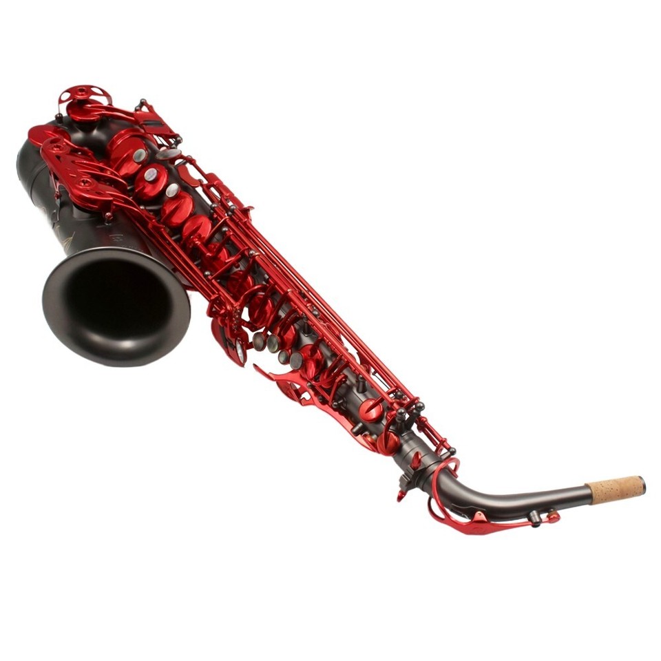 Eastern Music pro use red lacquered keys matte black double rail Alto ...