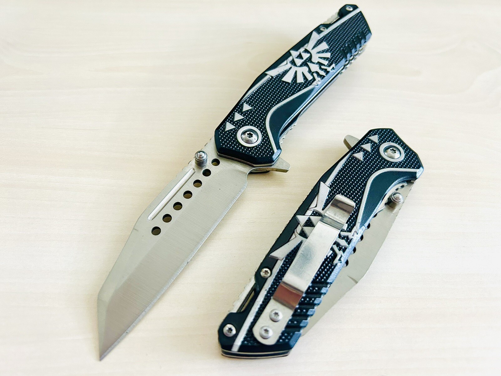 7.75” Black Zelda Knife Tactical Spring Assisted Open Blade Folding ...