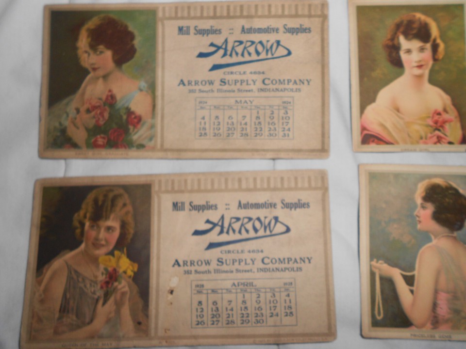 VTG 1924 and 1925 Pin-up Calendars Louis F. Dow Co. St. Paul USA Arrow ...