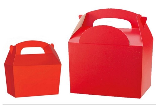Plain Red Coloured Party Boxes ~ Childrens Recyclable Food Plate Meal ...