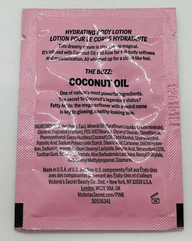 9 Victoria's Secret Pink Coco Lotion Coconut Oil Sample Packets 5 ml/0. ...