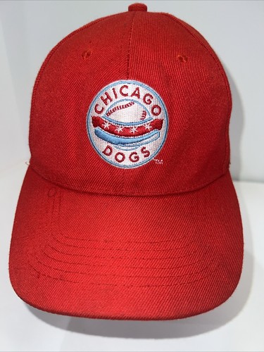 Chicago Dogs Patch w Baseball & Hot Dog on Front of Red Hat Cap Hook ...
