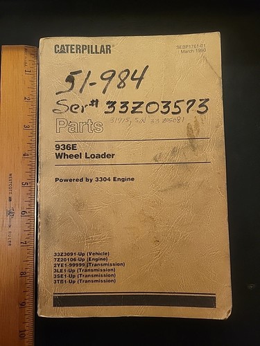 Caterpillar 936E Wheel Loader PARTS BOOK SEBP1761-01 March 1990 (5) | eBay