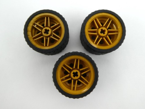 Lego Technic Gold Wheel 56145 + Black Tire 37 x 22 55978 ~ SET of 3 | eBay