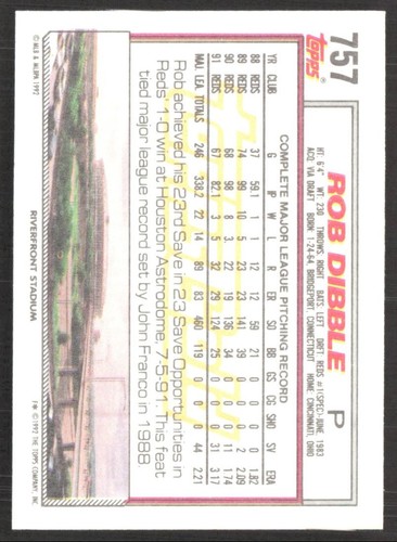 1992 Topps Gold Rob Dibble Cincinnati Reds #757 | eBay