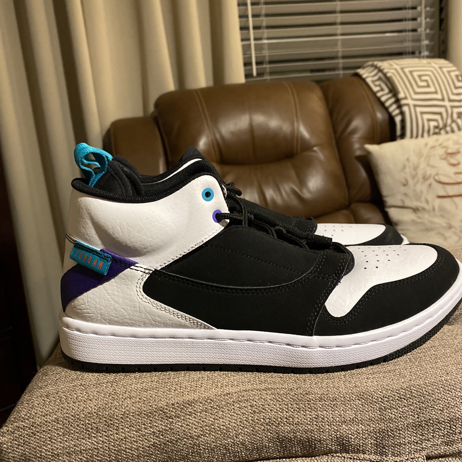Nike Air Jordan Fadeaway Black/White/Purple/Teal Shoes A01329-035 8.5 ...