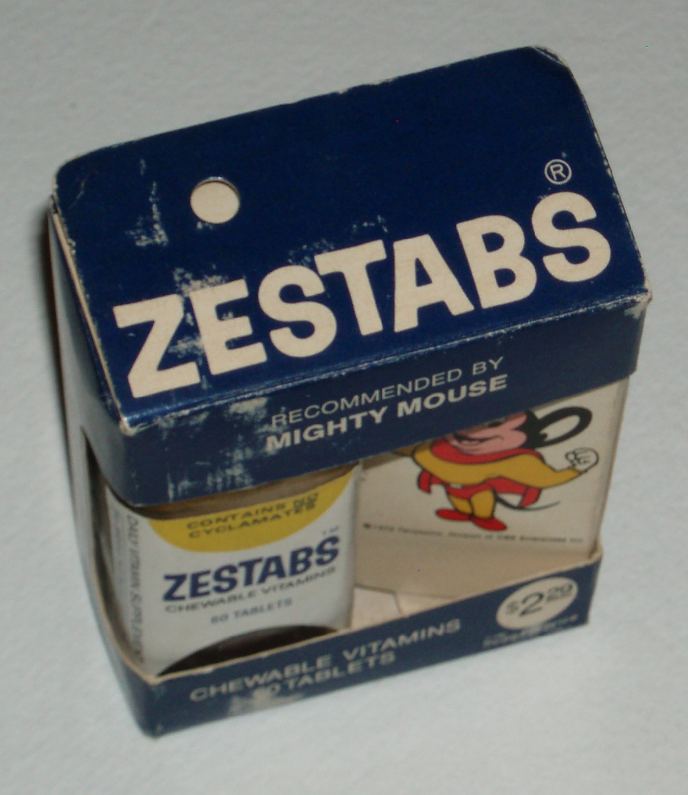 1970 Terrytoons MIGHTY MOUSE ZESTABS kids vitamins in box | eBay