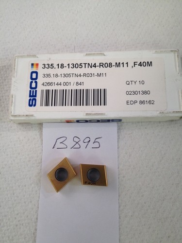 10 NEW SECO 335.18-1305TN4-R08-M11 CARBIDE INSERTS. MILLING. GRADE F40M ...