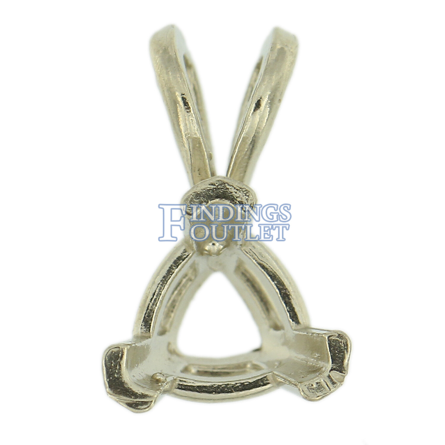 14K White Gold Trillion Pendant Setting Rabbit Ear Bail Mounting 0.12ct ...