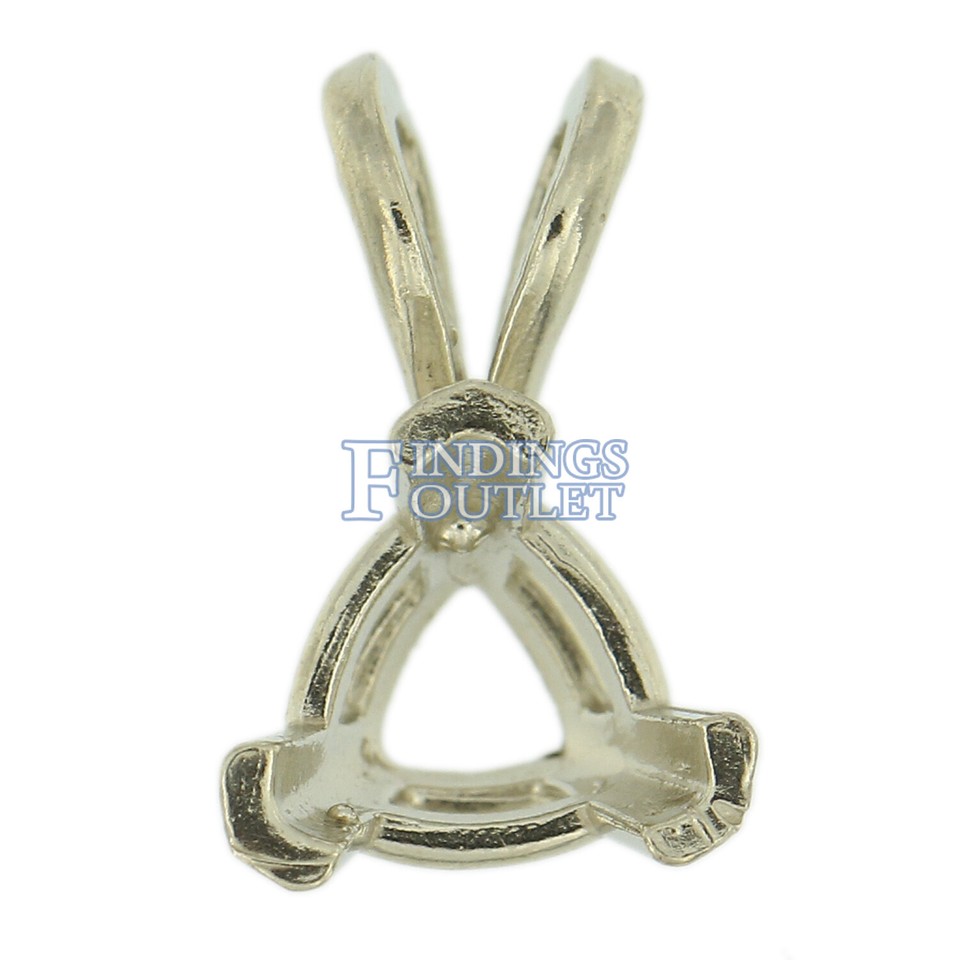 14K White Gold Trillion Pendant Setting Rabbit Ear Bail Mounting 0.12ct ...