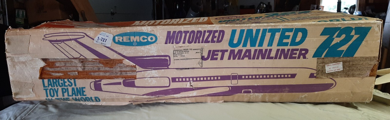 VINTAGE 1969 REMCO 727 UNITED JET AIRLINER BOXED RARE AIRPLANE POWER ...