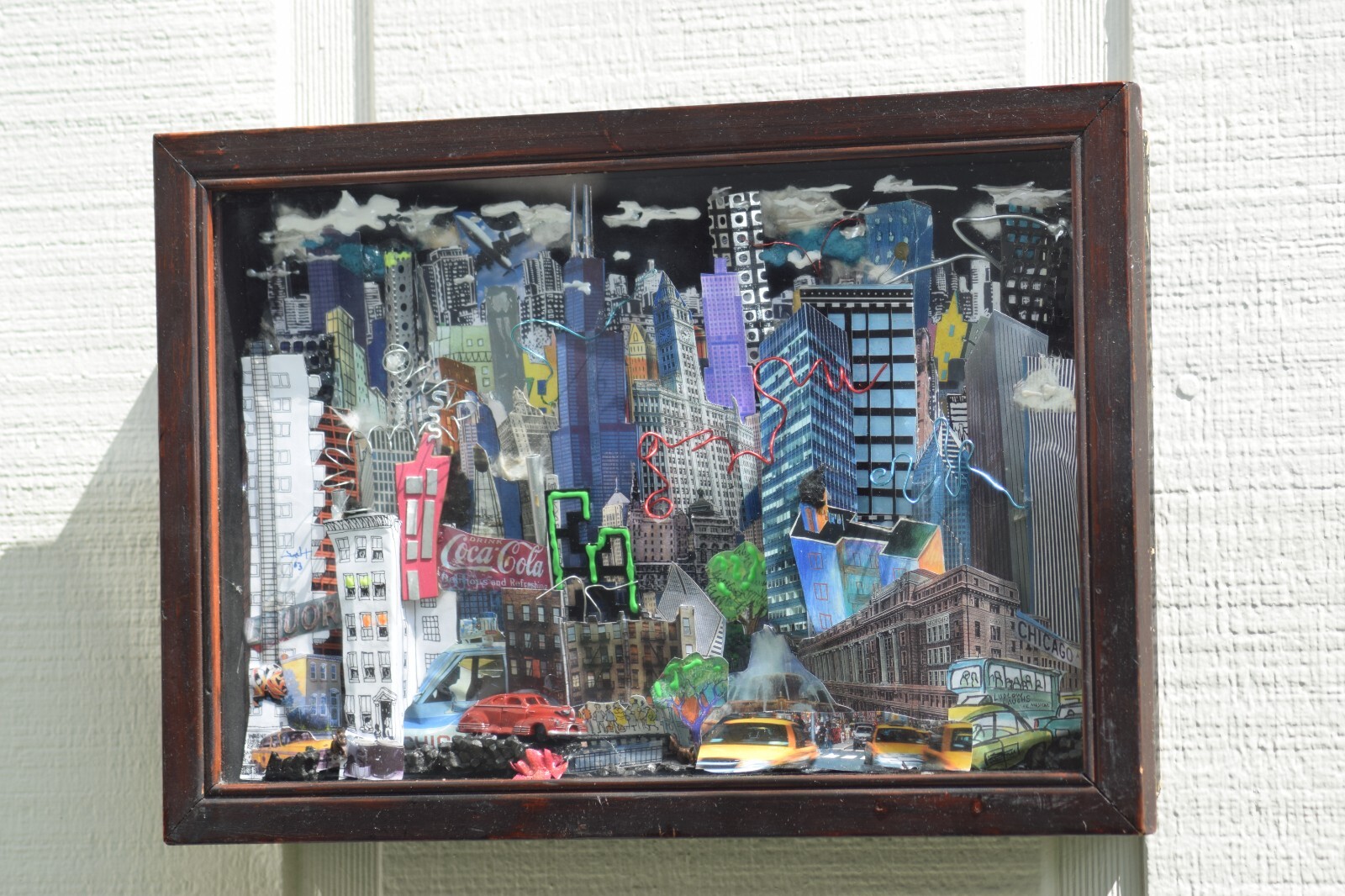 VINTAGE 90's SHADOWBOX WALL HANGING COLLAGE CHICAGO 3D STREETSCAPE ...