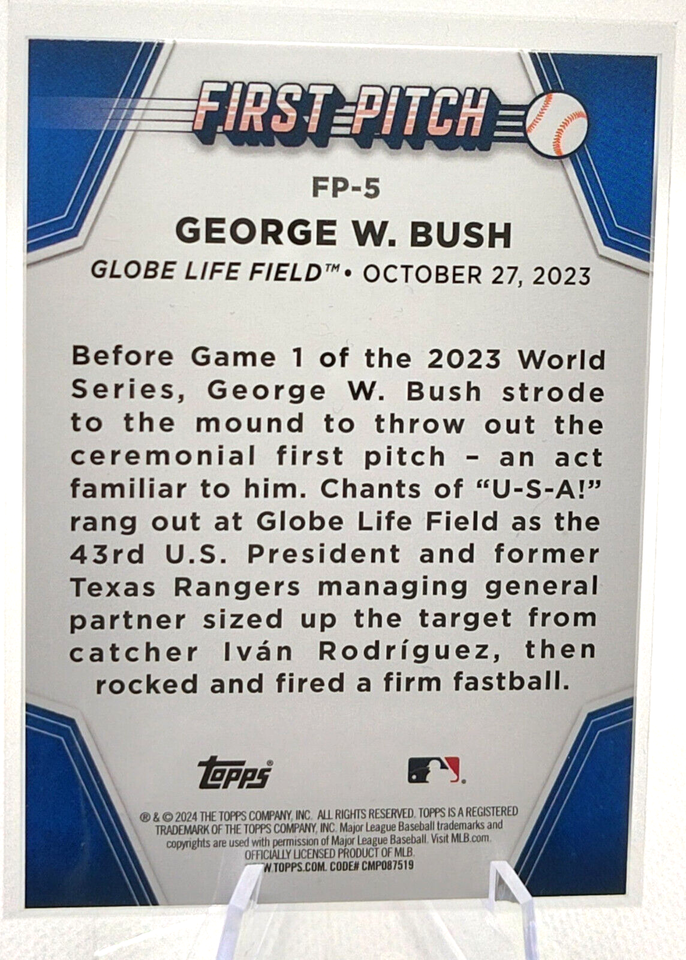 2024 Topps Series 2 Baseball George W. Bush First Pitch Card #FP-5 | eBay
