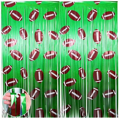 Best 2Pcs Football Background Party Decorations 3.3x6.6 ft Foil Fringe ...