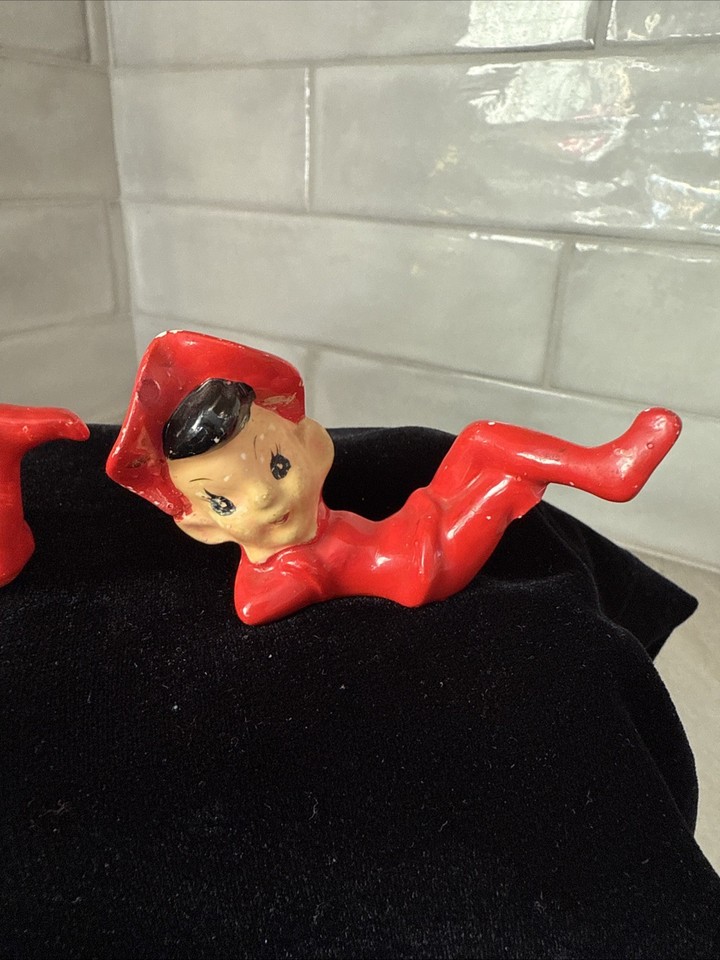 Vintage Lefton ? Set Of 3 Devil Pixie Elf Red Figurines Valentine's | eBay
