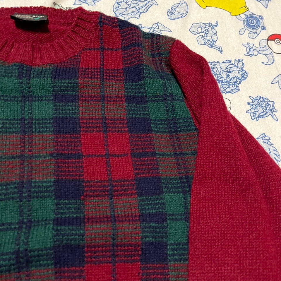 Vintage 90s James River Traders Red Plaid Wool Sweater 1990s | eBay