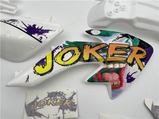 Pit Bike Joker Graphics Sticker Kit Fitted To White CRF50 Plastics ...