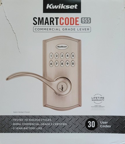 Kwikset 955 SmartCode Electronic Pembroke Lever Satin Nickel Open Box 883351716406 | eBay