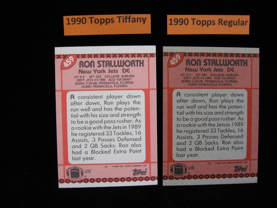 1990 Topps Tiffany Ron Stallworth New York Jets & Regular Card #459 | eBay