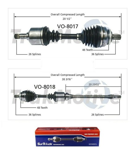For Volvo C70 S70 V70 1999-2000 FWD Pair of Front CV Axle Shafts ...