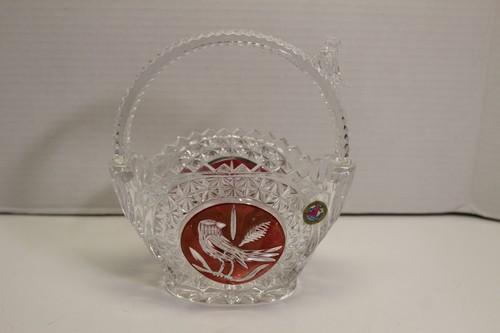 Vintage Hofbauer Byrdes Collection Lead Crystal Basket Birds Ruby Red ...