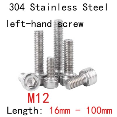 M12 SUS304 Left-hand Screws Allen Screw Hex Socket Cylindrical Head ...