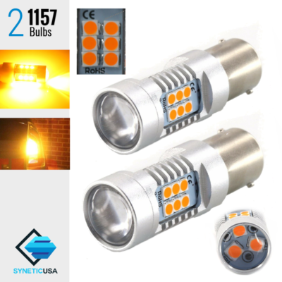 2x 1157 2357A High Power 50W Amber Yellow 750LM Fron Turn Signal LED ...