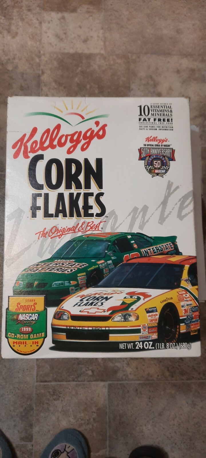 Kellogg's Corn Flakes Empty Cereal Box 1999 Nascar 50th Anniversary | eBay
