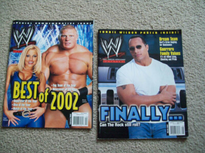 *2 WWE Mags 03 THE ROCK BROCK LESNAR Trish Stratus AUSTIN Divas WcW Dx ...
